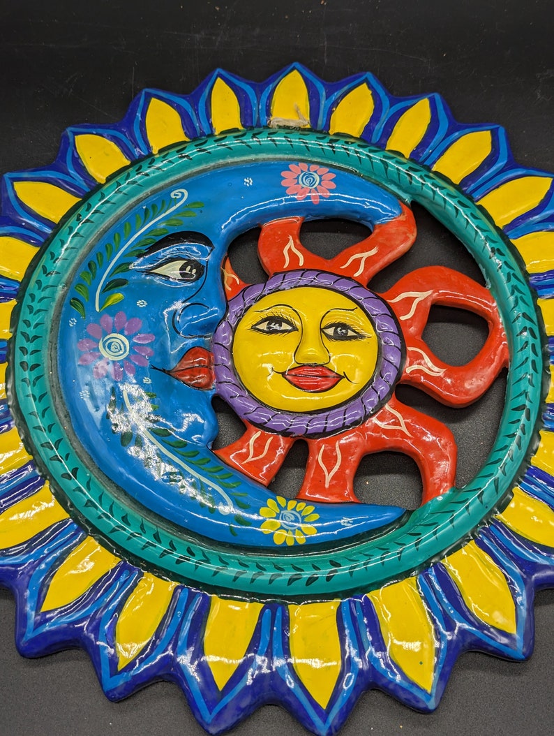 Vintage, Mexican, Handmade, Eclipse, Wall Art, Talavera, Sun, Moon ...