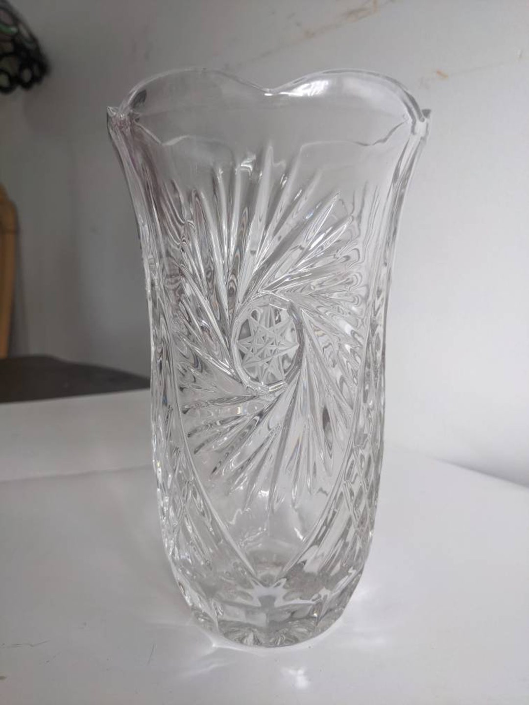 Cut Lead Crystal Pinwheel Large Vase - Etsy