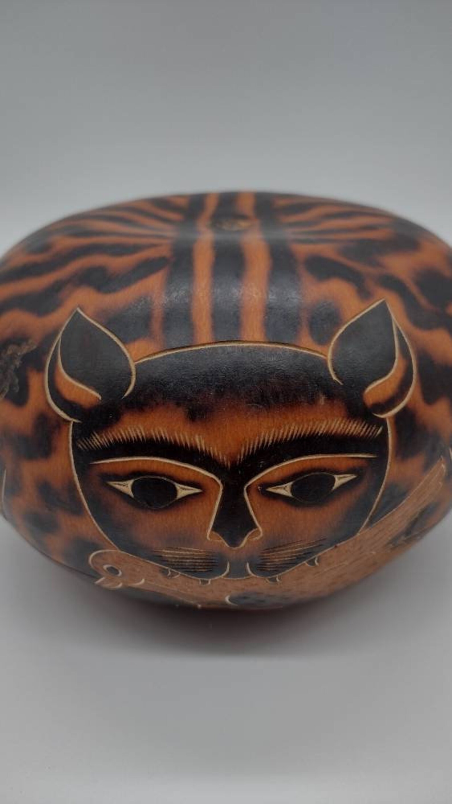Vintage, Signed, Hand Carved, and Painted, Gourd, Cesar Aquino Veli ...