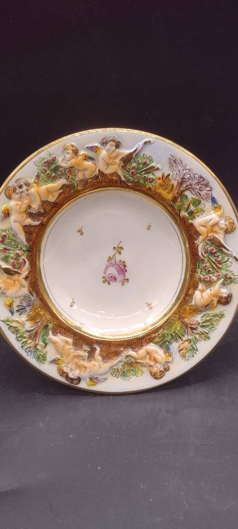 Vintage, Capodimonte, Tiered Plate, Bon Bon Plate, Canape, Cherubs ...