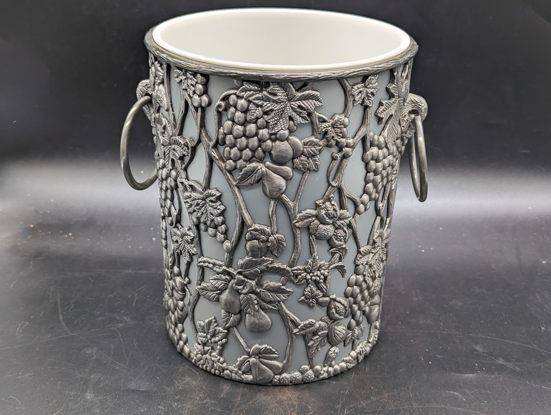 Vintage, Embossed, Vines and Grapes, Ice Bucket, Metal, Plastic, Made ...