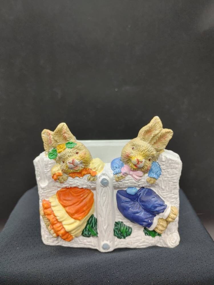 Vintage, Ceramic, Easter, Planter, Bunnies, Boy and Girl Rabbits ...