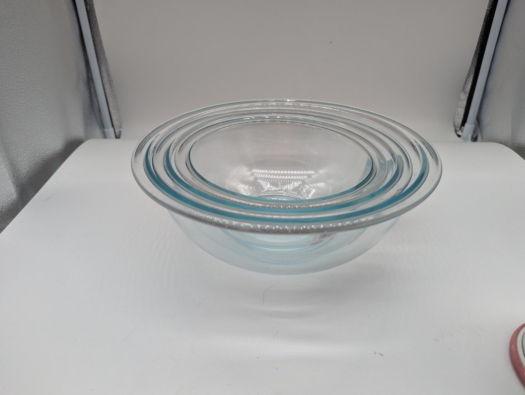 Vision Corning, Pyrex, Clear Turquoise, Glass Bowls, Mixing Bowls, Set ...