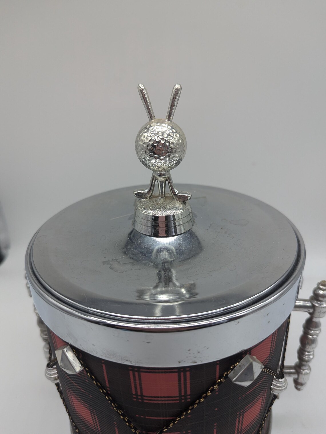 Vintage, Red Plaid, Ice Bucket, With Silver Handles, Circa 1970s, Mcm ...