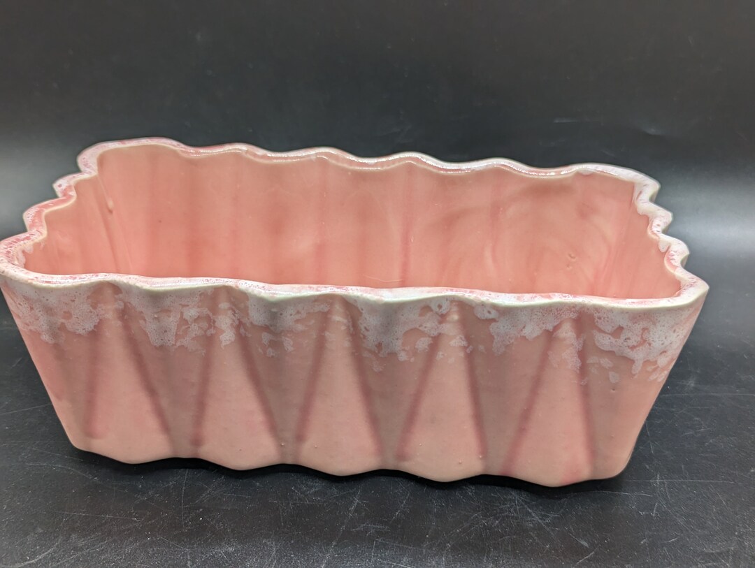 Vintage, Pink, White, Ceramic Planter, by Upco USA, Glazed, Rare, Ohio ...