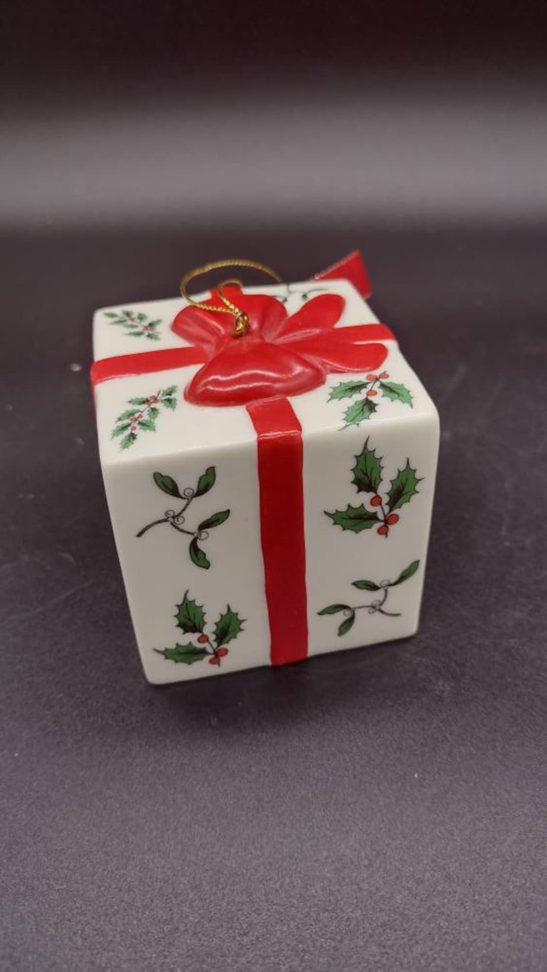 Vintage, Spode, Christmas Tree, Ornament, Holly, Berries, Present, Gift ...