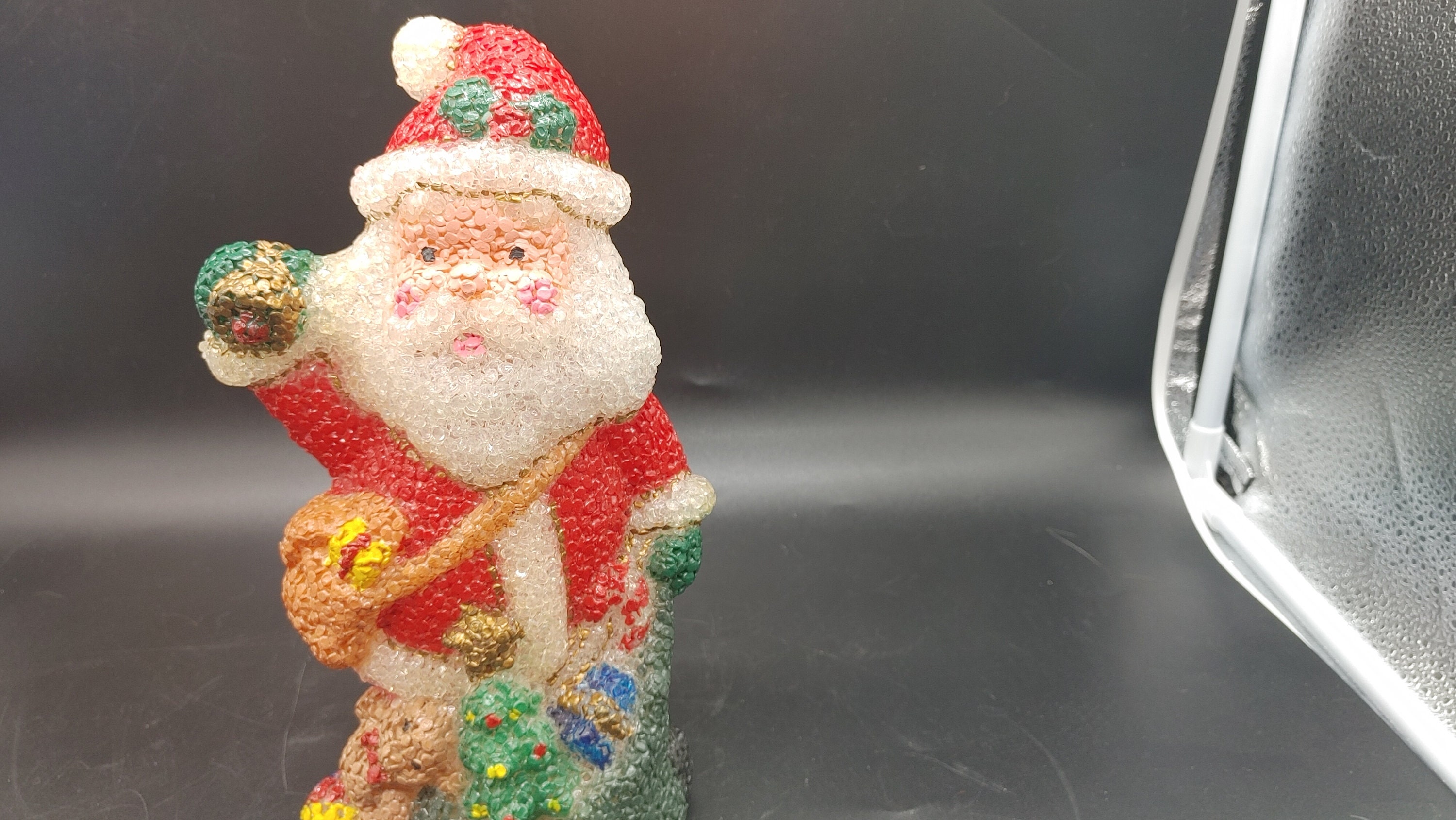 Melted Plastic, Popcorn, Santa, Lights Up, Holiday Decoration, Retro ...