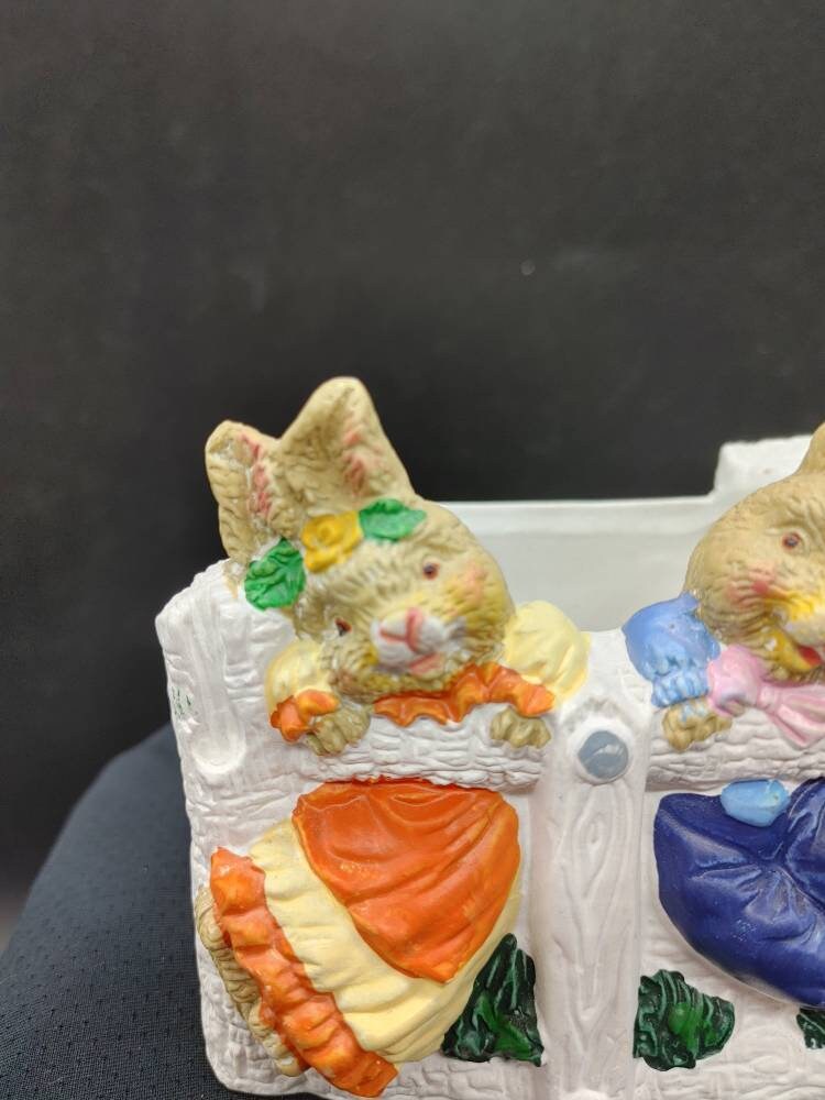 Vintage, Ceramic, Easter, Planter, Bunnies, Boy and Girl Rabbits ...