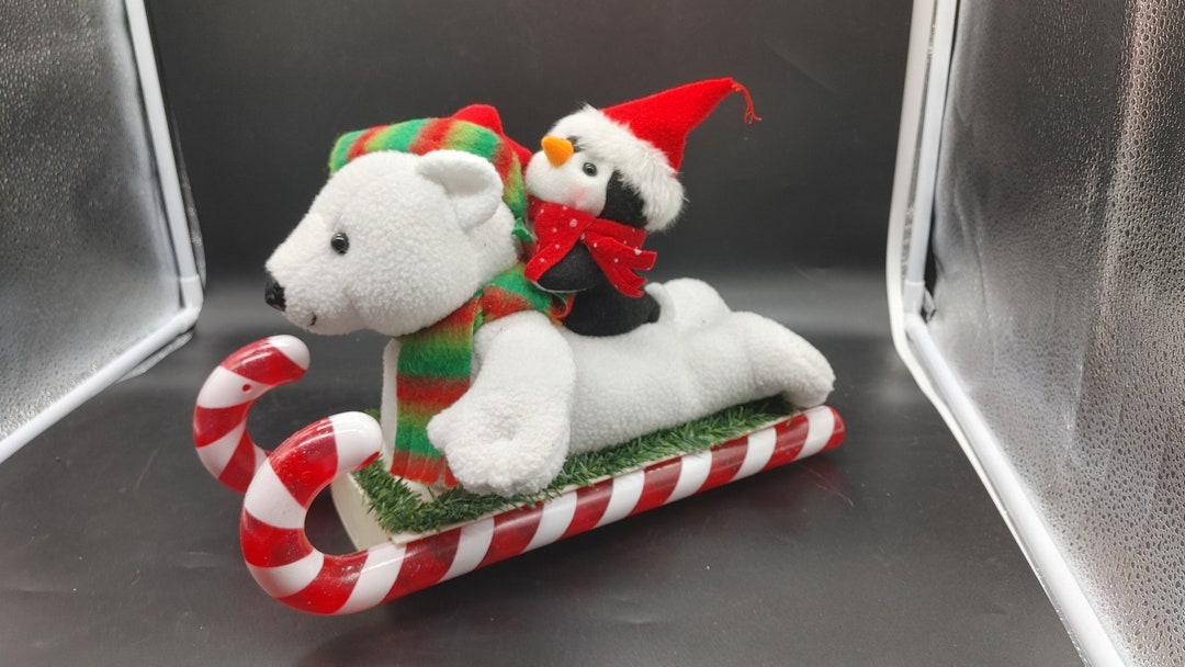 Avon, Animated, Sled With Polar Bear, and Penguin, Candy Cane Sled ...