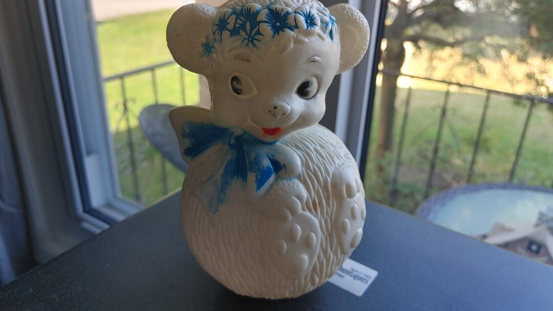 60's Kitsch Bear Weeble, Vintage Mothercare Plastic Chime Weeble Toy ...