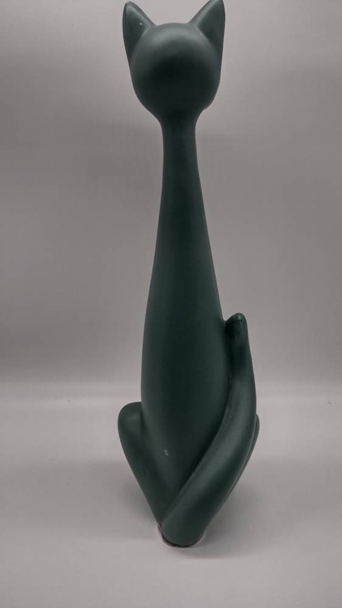 Vintage, Kitsch, Tall Cat, Ceramic, Mid Century, Grayish Teal, Made in ...