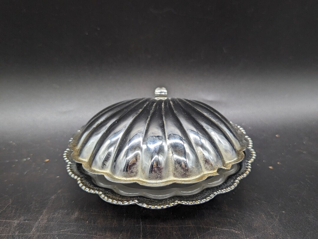 Silver Plate / Chrome Hinged Clam Shell Butter or Caviar Dish - Etsy