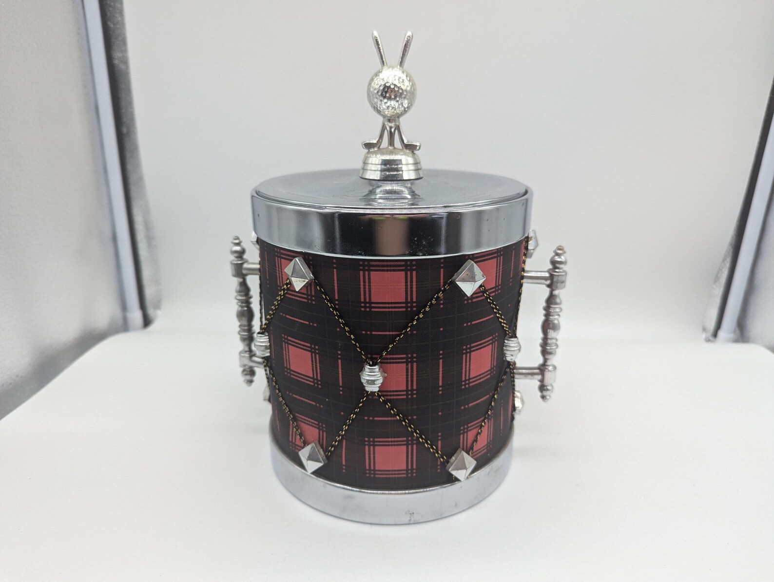 Vintage, Red Plaid, Ice Bucket, With Silver Handles, Circa 1970s, Mcm ...