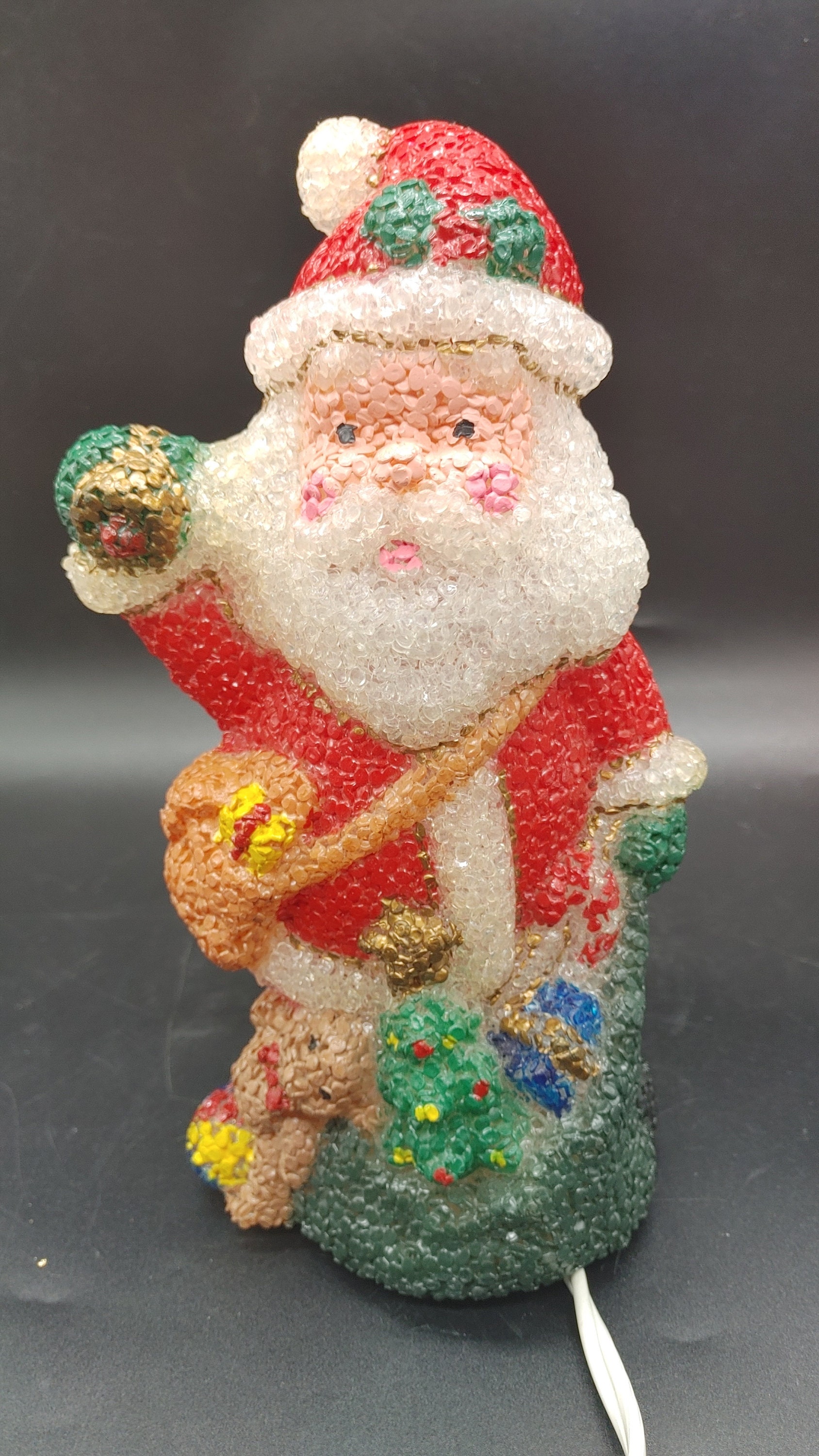 Melted Plastic, Popcorn, Santa, Lights Up, Holiday Decoration, Retro ...
