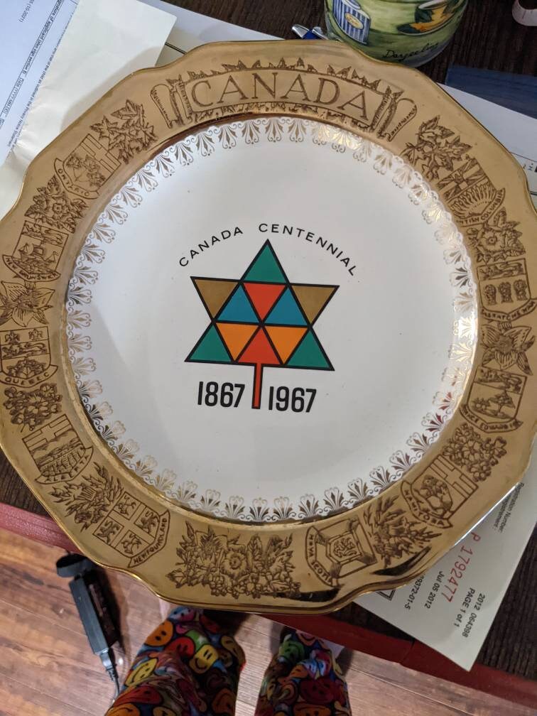 Vintage, Canada, Centennial Plates, Souvenir, Collector, Golds ...