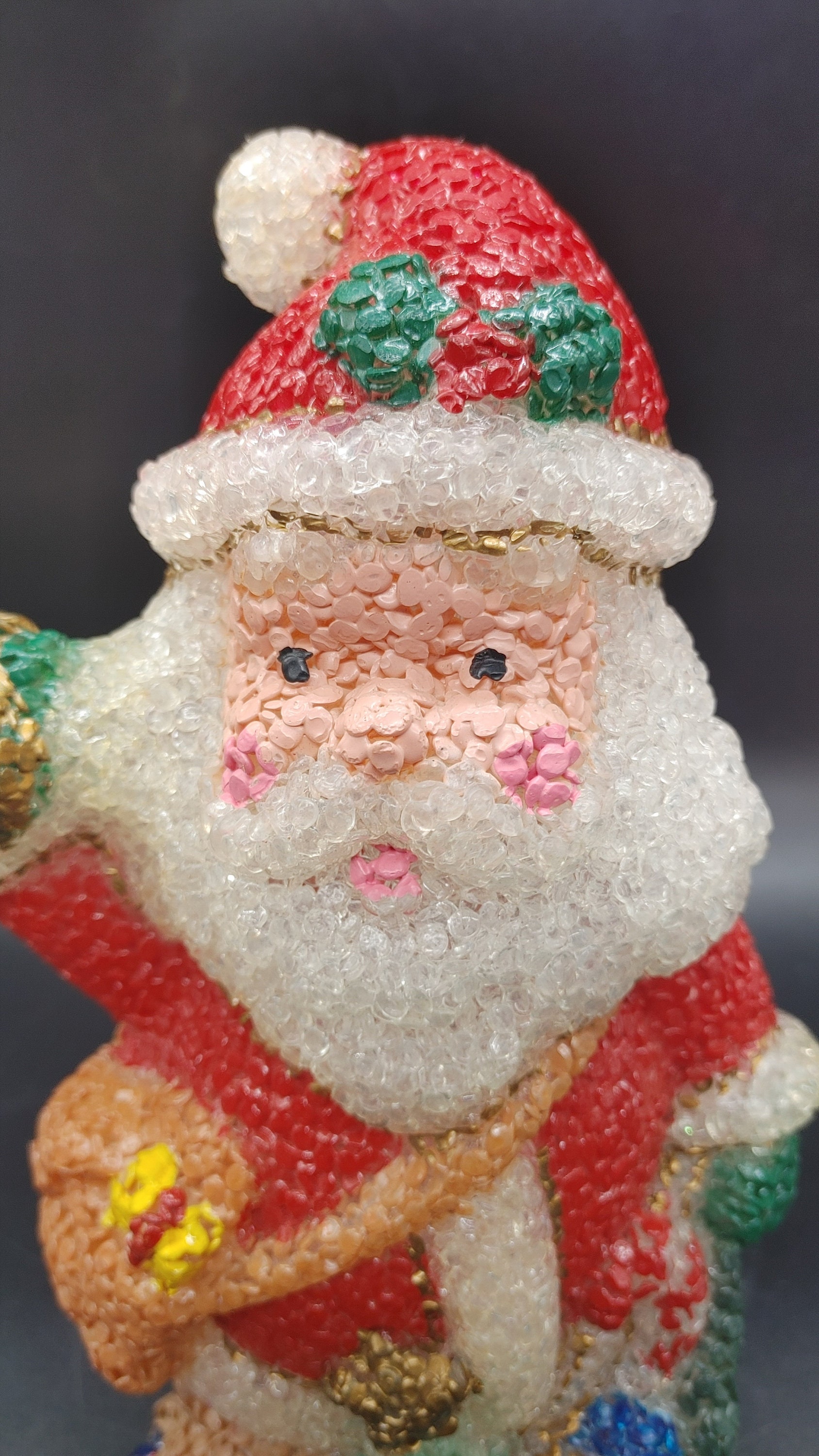 Melted Plastic, Popcorn, Santa, Lights Up, Holiday Decoration, Retro ...