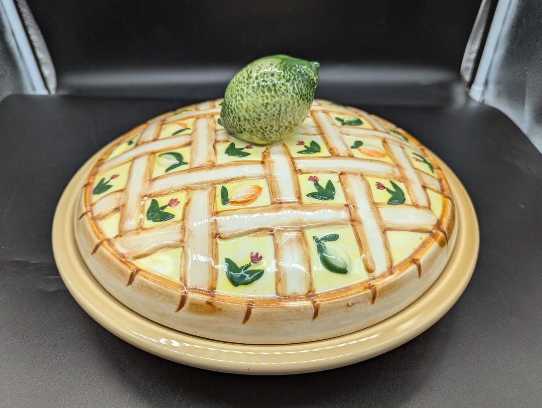 Vintage, Key Lime Pie, Container, Pie Kepper, Patchwork, Quilt Style ...