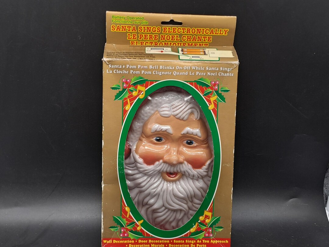Vintage, Hanging, Santa Face, Bell Lights Up, Plays Music, Rare, in ...