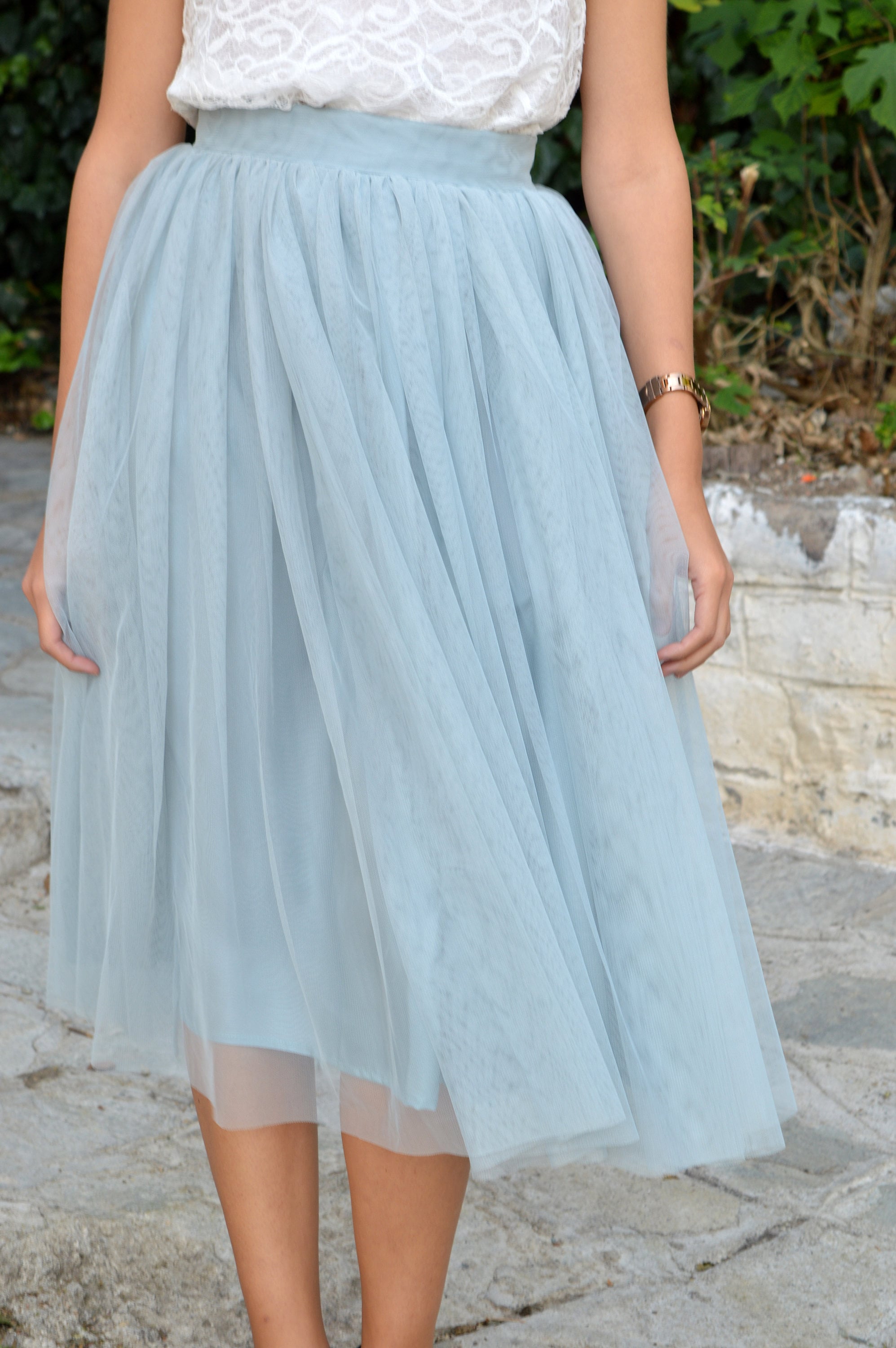 Light Blue Tulle Skirt Soft Tulle Skirt Bridesmaid Skirt Evening Skirt ...