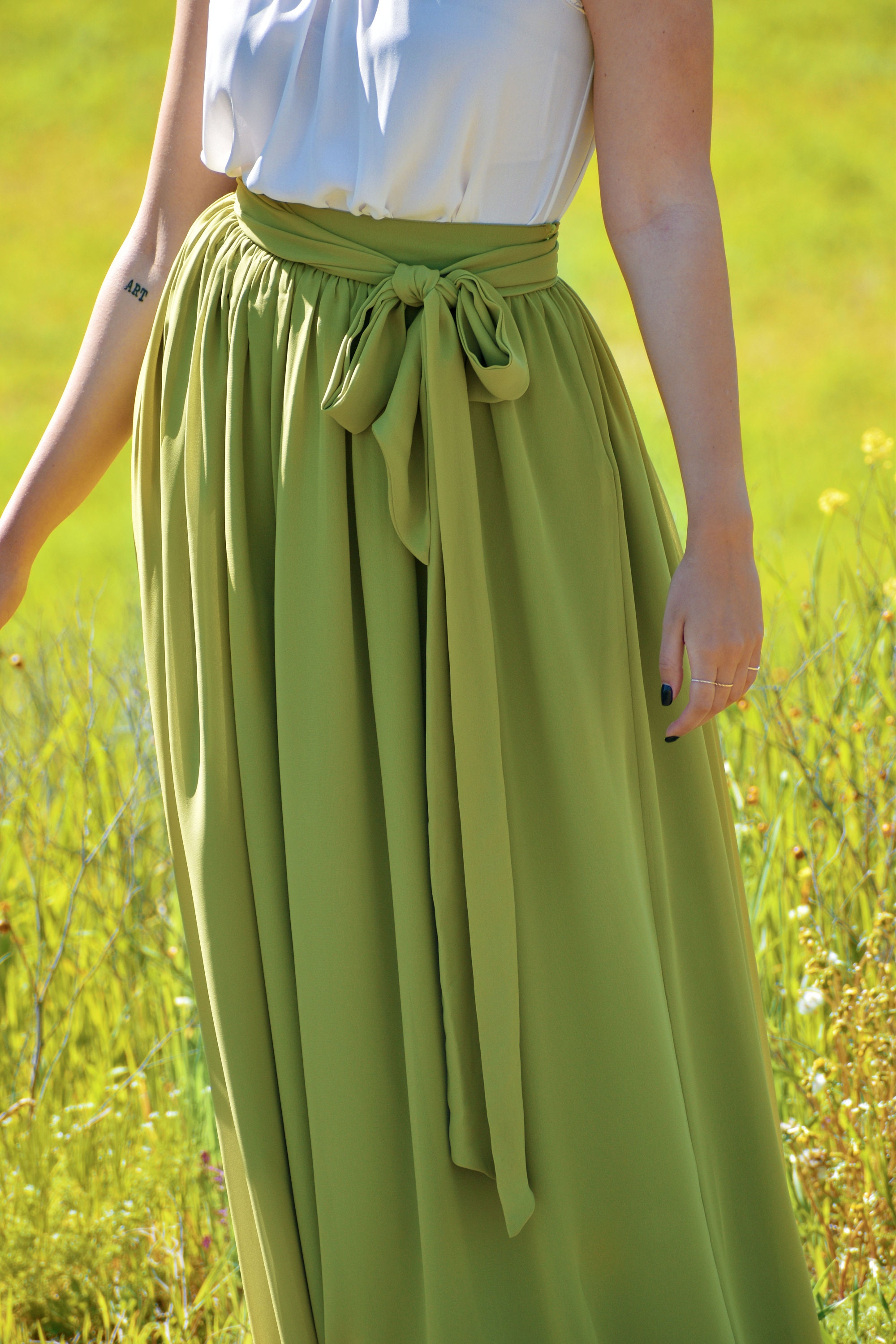 Bridesmaid Skirt Green Women Skirt Chiffon Skirt Bridal Chiffon Skirt ...