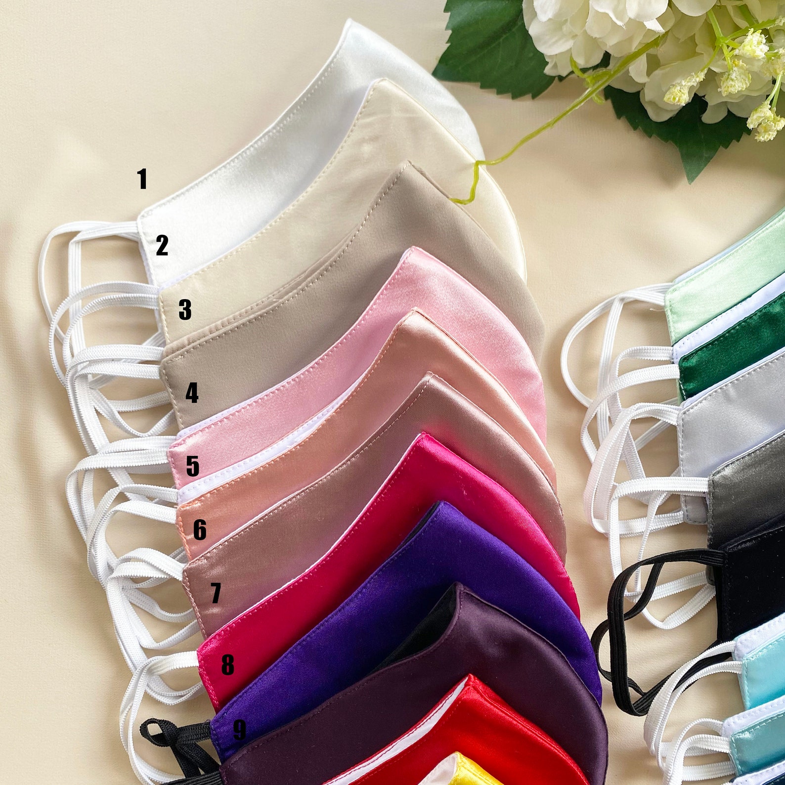 Emerald Satin Mask Satin Face Mask Bridesmaid Mask Wedding Face Mask ...