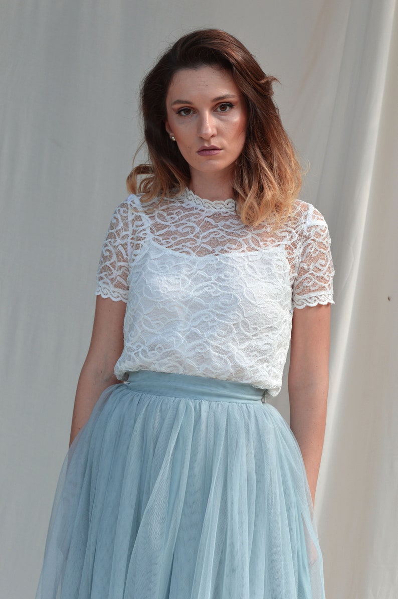 Ivory Lace Top Lace Blouse Women Blouse Wedding Top Bridal Crop Top ...