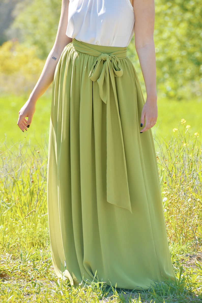 Bridesmaid Skirt Green Women Skirt Chiffon Skirt Bridal Chiffon Skirt ...