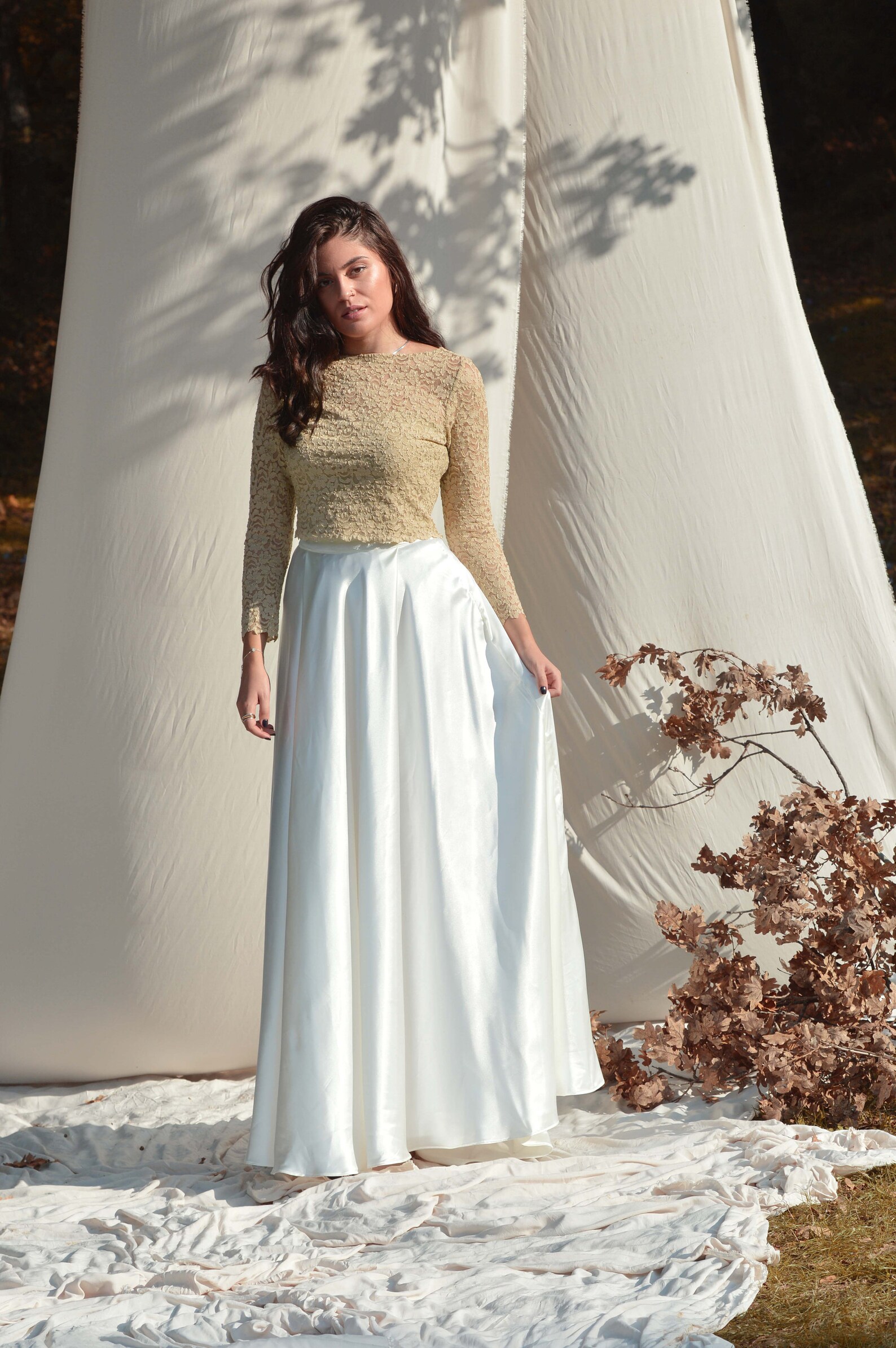 Ivory Maxi Skirt Satin Women Skirt Long Ivory Skirt Bridal Ivory Skirt ...