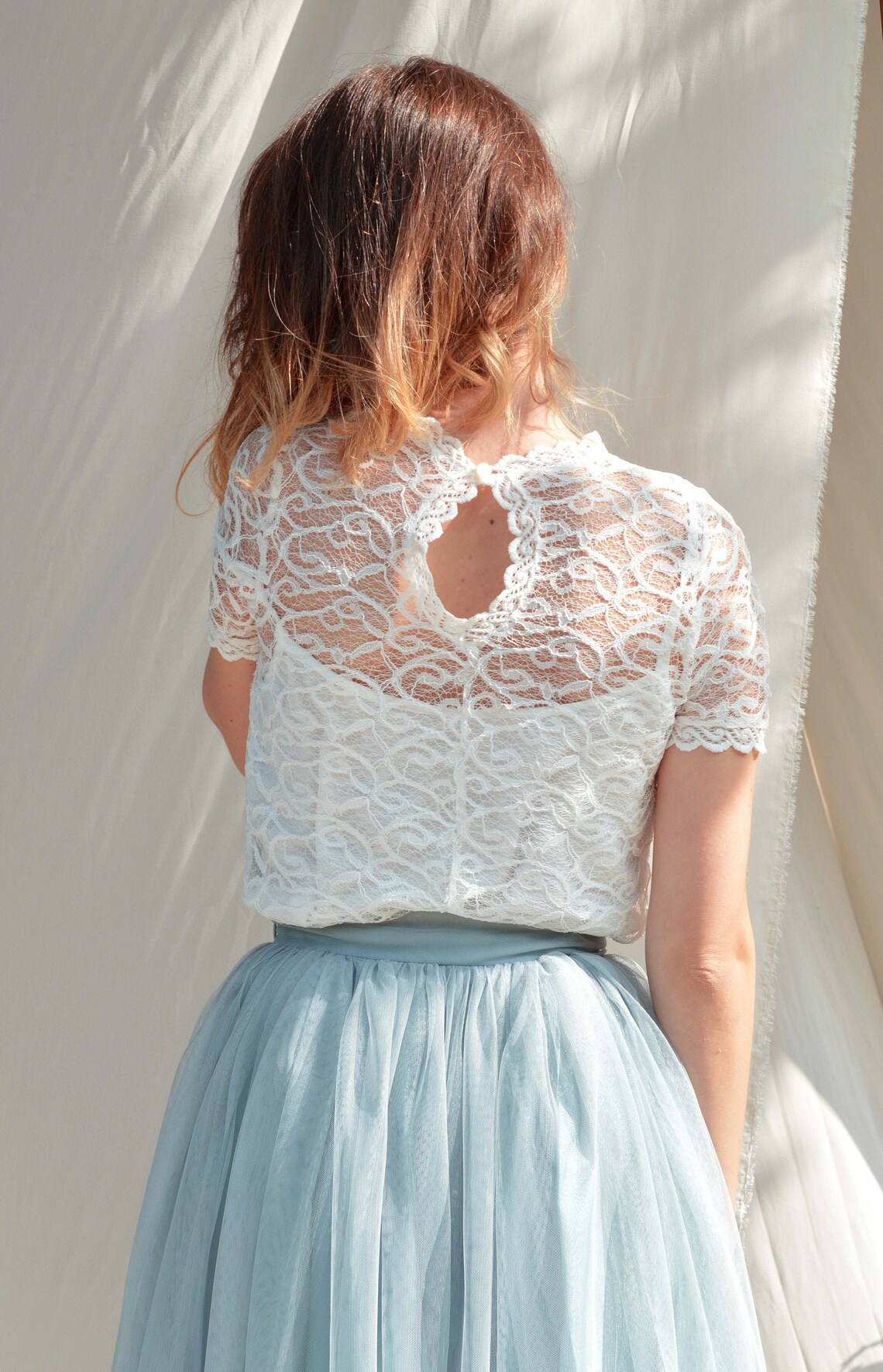 Ivory Lace Top Lace Blouse Women Blouse Wedding Top Bridal Crop Top ...