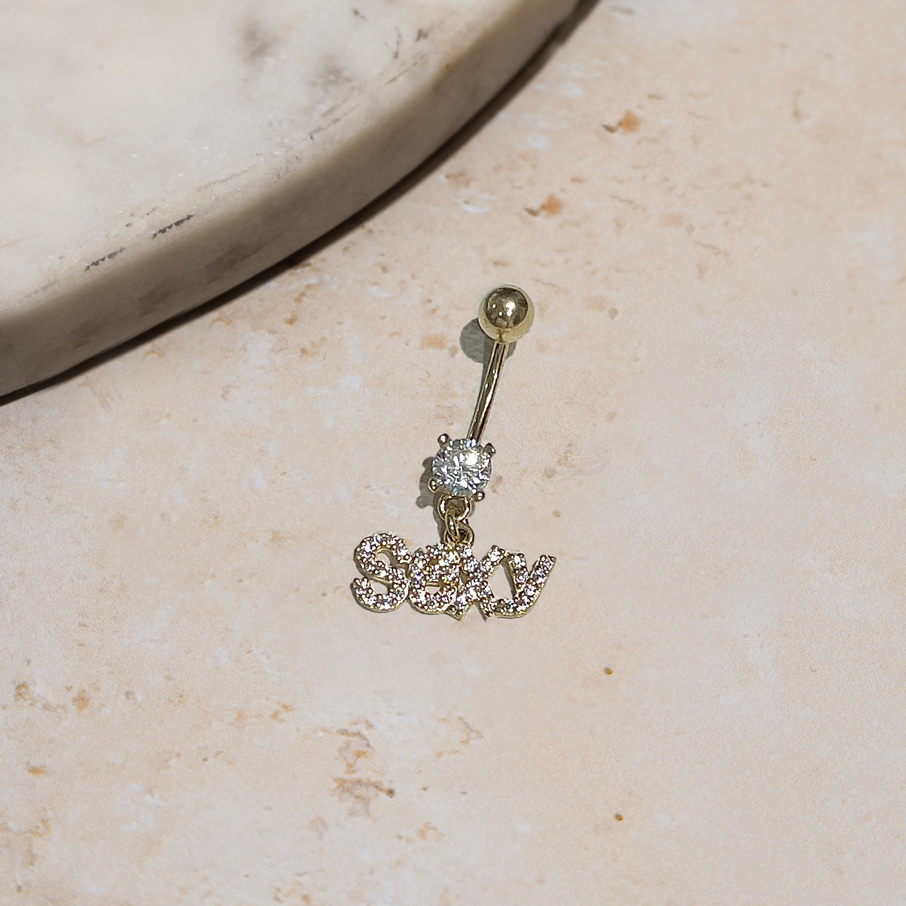 14K Real Gold Belly Button Rings Floating Navel Ring Sexy - Etsy