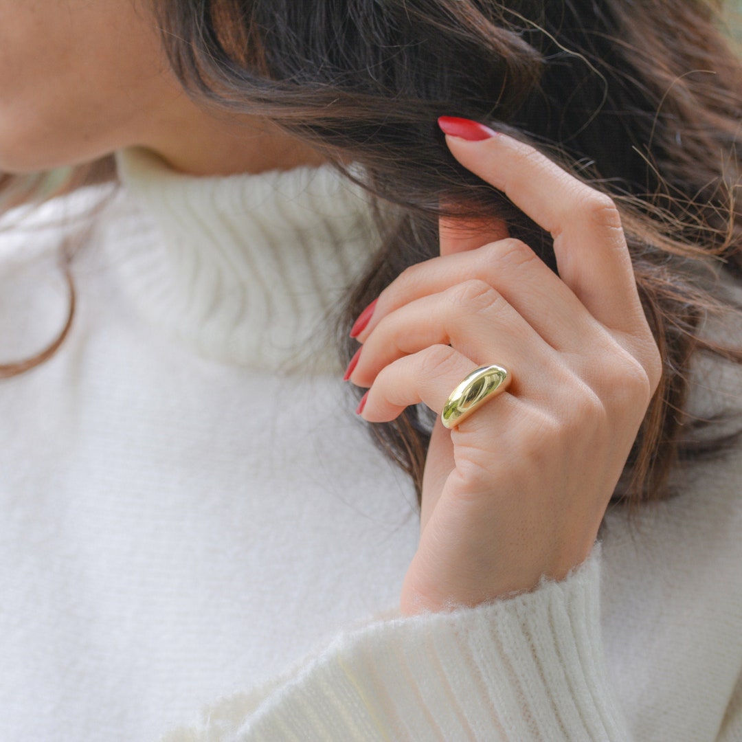 925 Silver Chubby Ring, Adjustable Plain Ring Vermeil Finger Ring ...