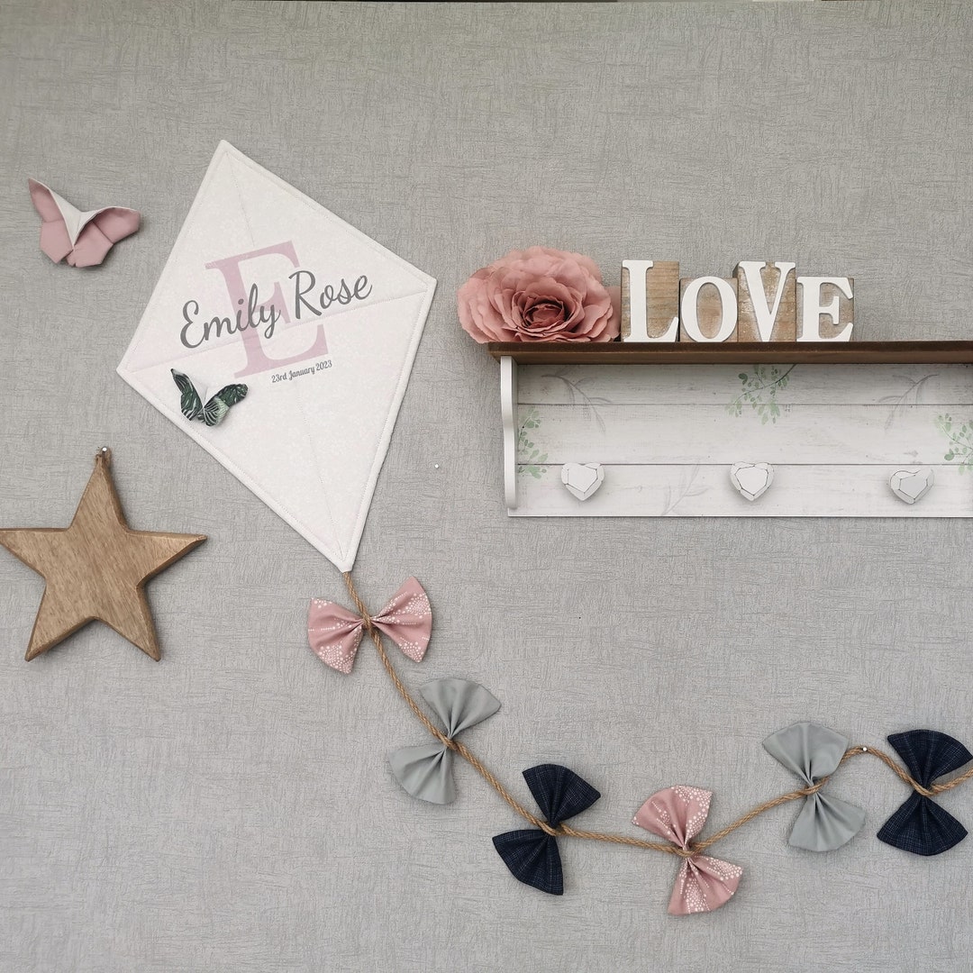 Kite Hanging, Pastel Nursery Decor, Personalised Bedroom Decoration ...