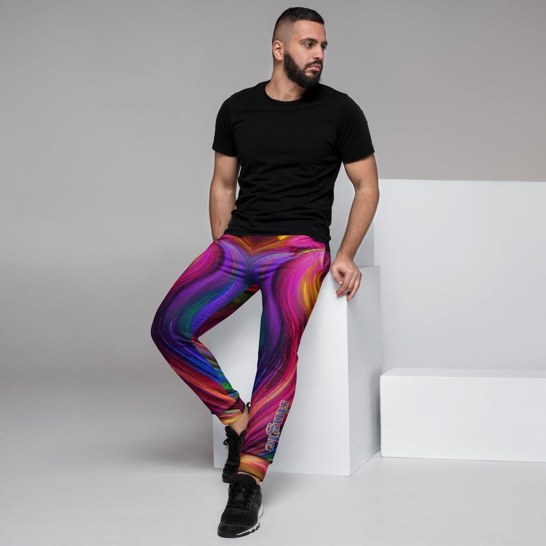 SINGLE Rainbow Swirl Men's Joggers - Etsy