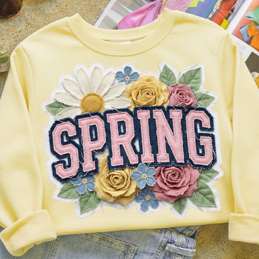 Spring Varsity PNG, Floral College Letter Shirt Design, Pastel Preppy ...