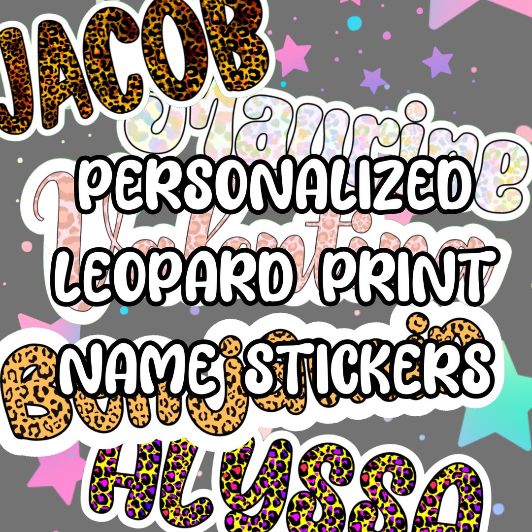 Personalized Leopard Print Name Sticker Multiple Patterns - Etsy