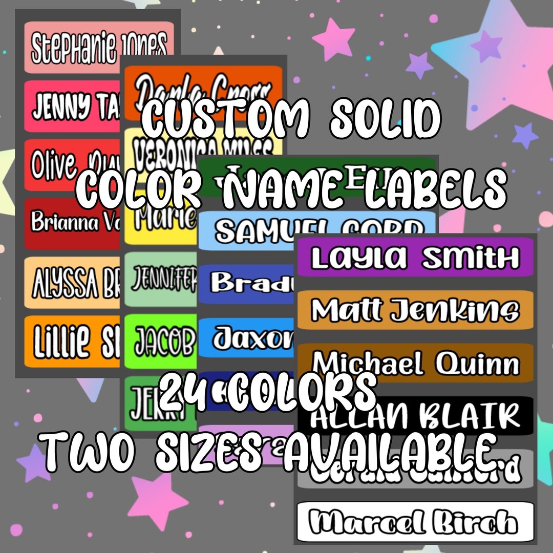 Solid Color Name Label Sheet | Personalized Name Labels | Daycare ...