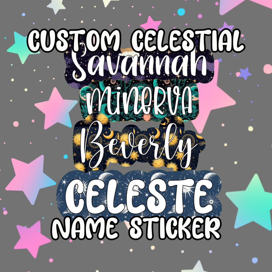 Custom Celestial Name Sticker: Waterproof Vinyl Decal, Galaxy Design - Etsy