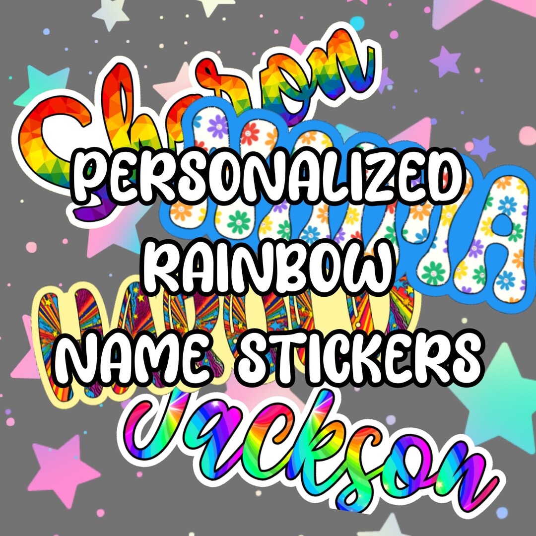 Custom Rainbow Name Sticker Waterproof Vinyl Sticker - Etsy
