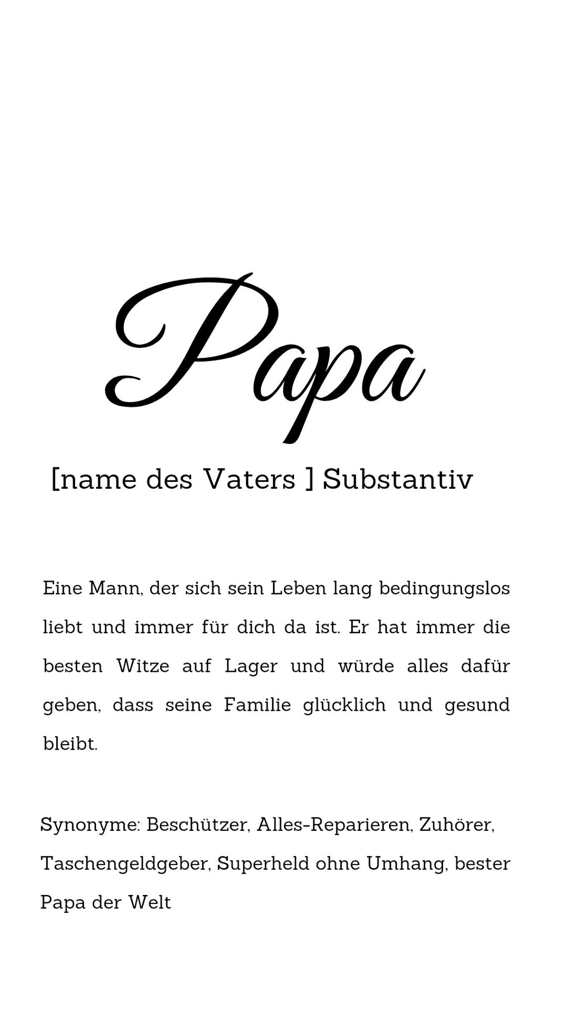 Personalized poster English and Deutsch dad papa definition | Etsy