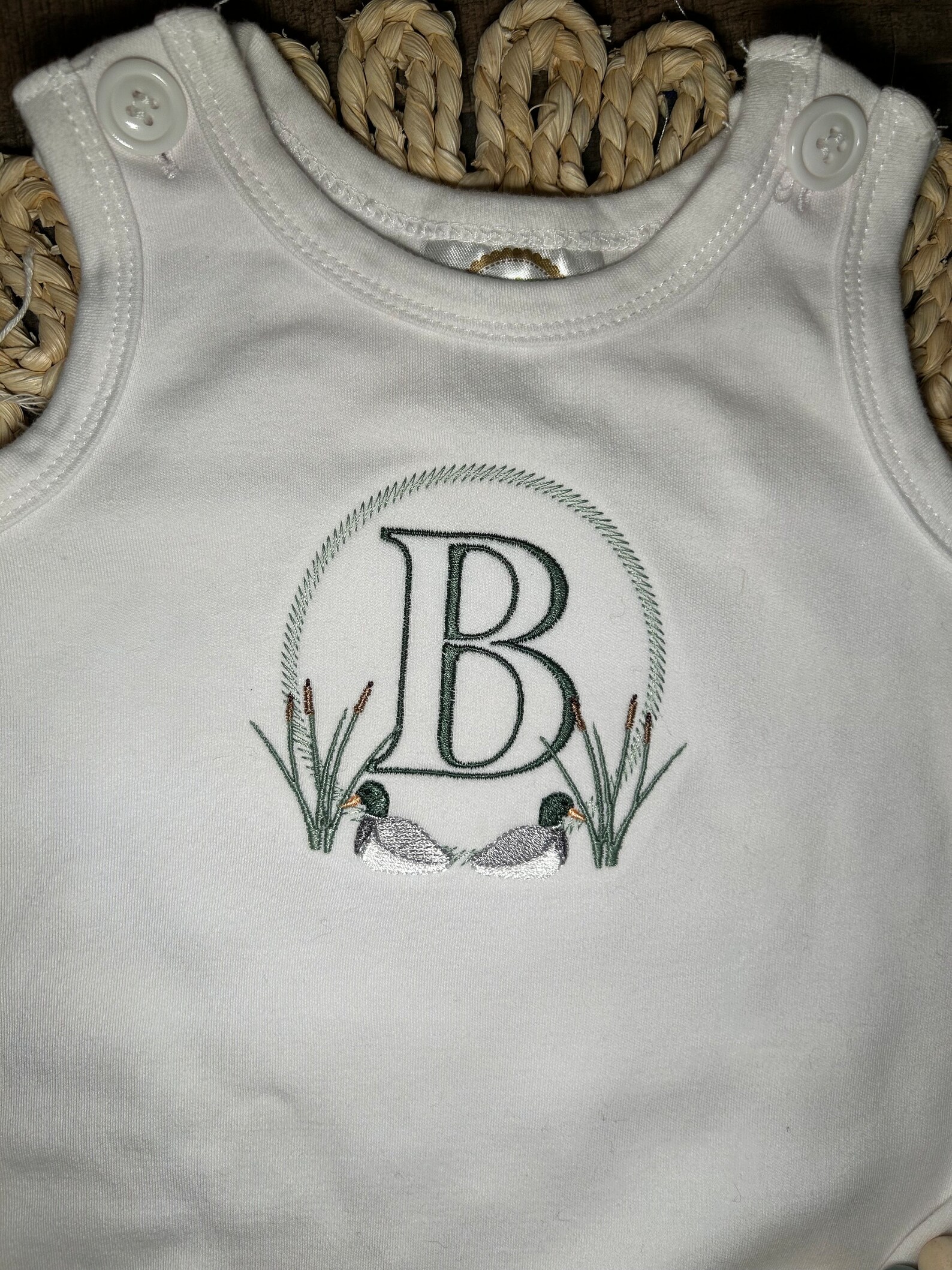 Mallard Duck Monogram Frame Embroidered Baby Bubble - Etsy