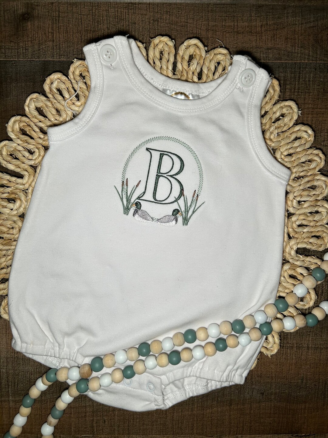 Mallard Duck Monogram Frame Embroidered Baby Bubble - Etsy