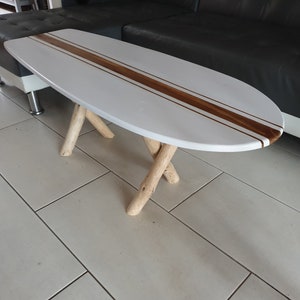 Natural wood surfboard table design fully handmade | Etsy