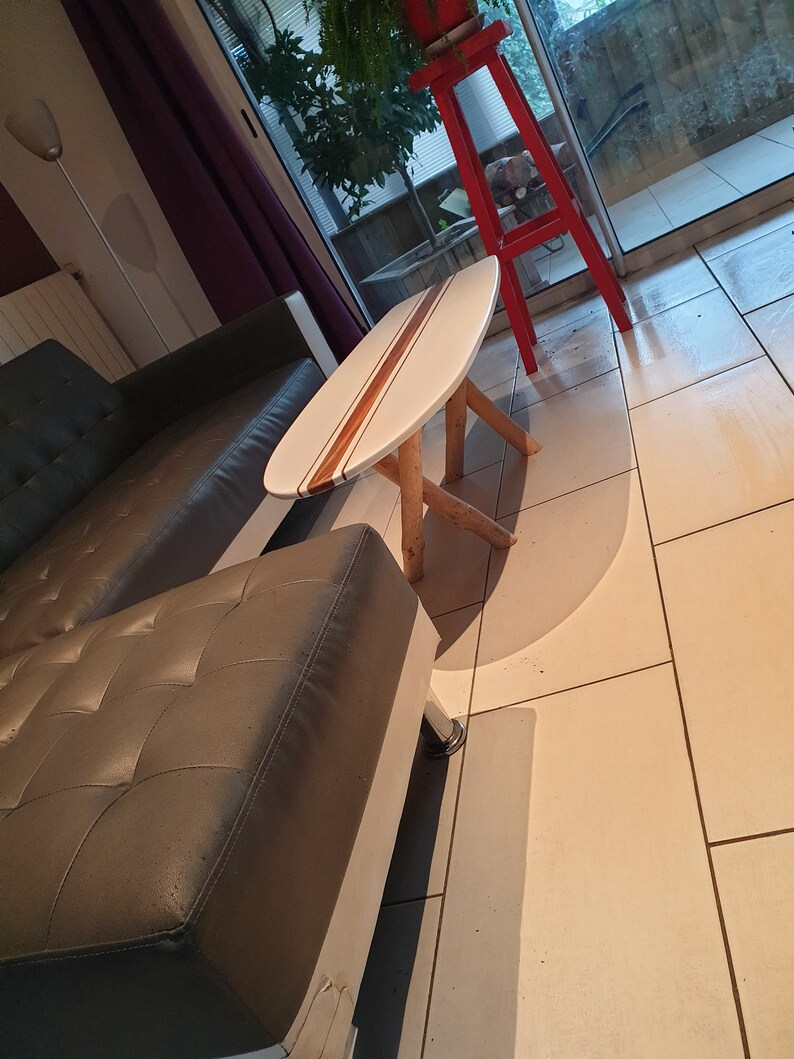 Natural wood surfboard table design fully handmade | Etsy