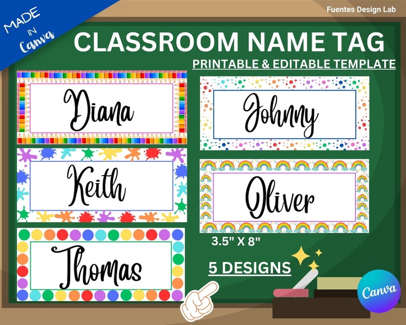 CLASSROOM NAMETAG TEMPLATE - Etsy