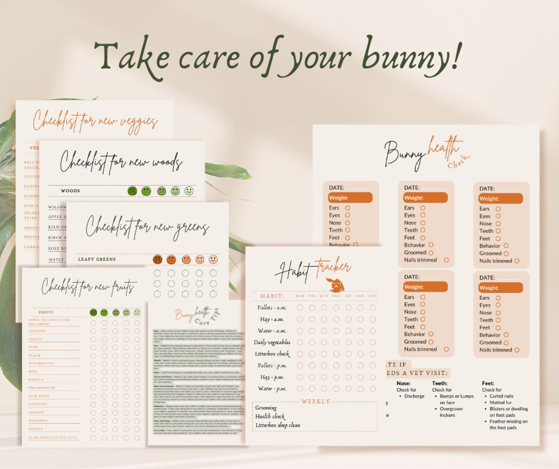 Habit Tracker for Rabbit Keepers New Treat Checklist, Bunny Health ...