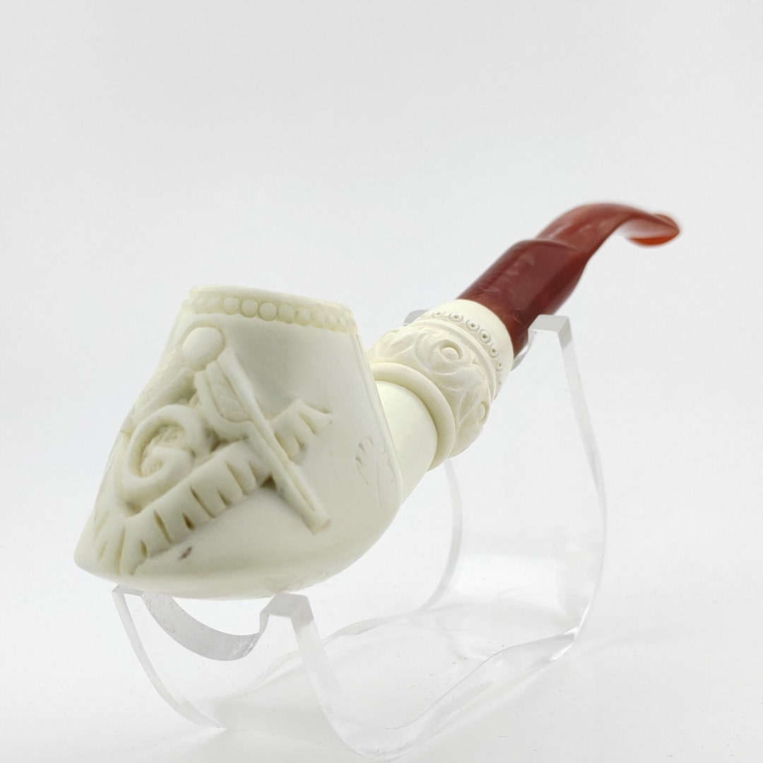 Masonic Meerschaum Pipe,block Meerschaum,unique Meerschaum Pipes,with ...
