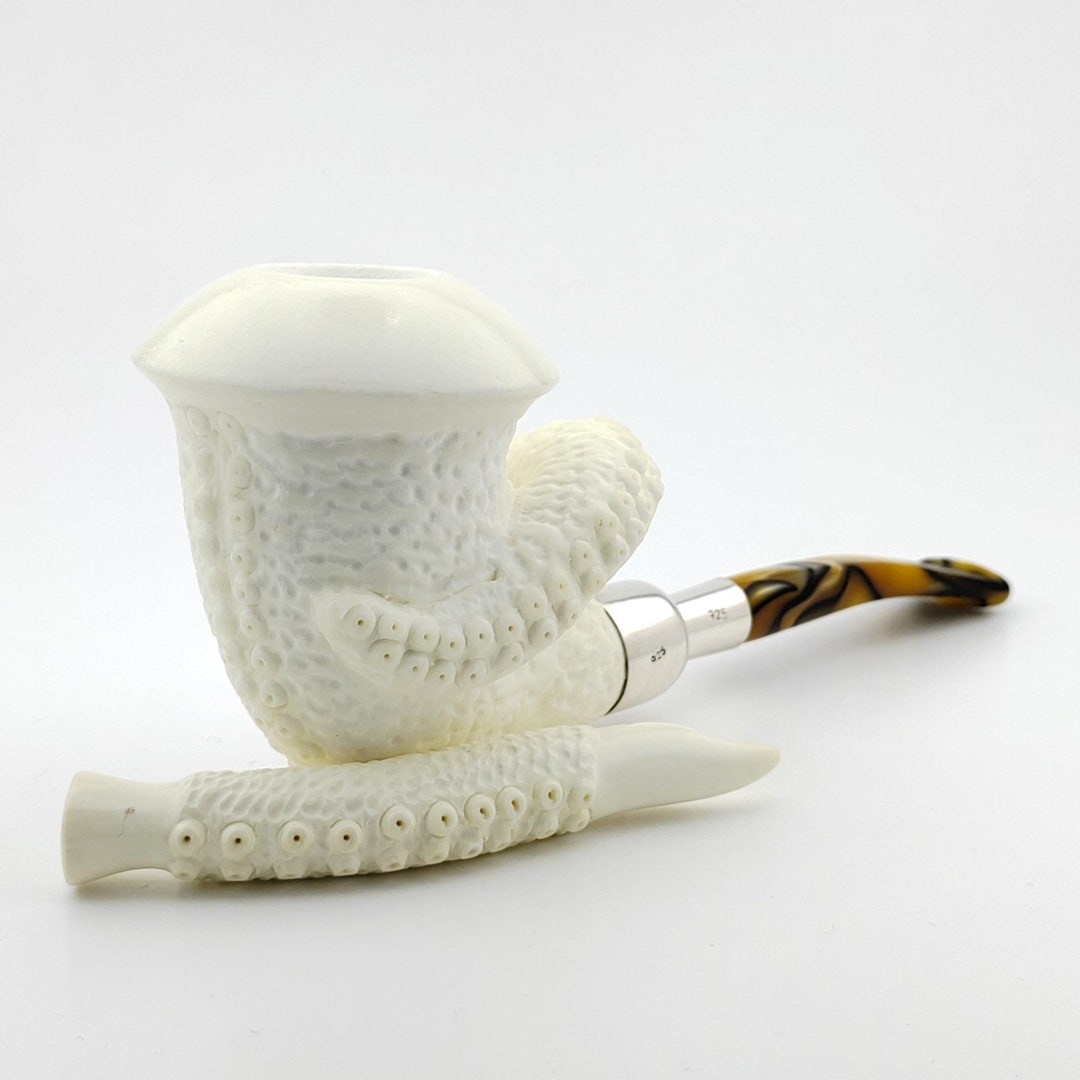 Octopus Tentacle Calabash Silver Spigot Meerschaum Pipe With Tamper ...
