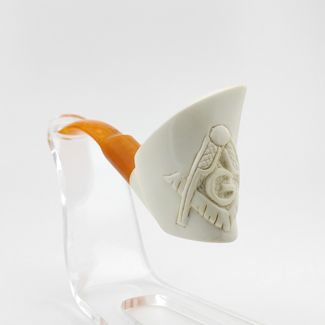 Masonic Meerschaum Pipe,block Meerschaum,unique Meerschaum Pipes,with ...