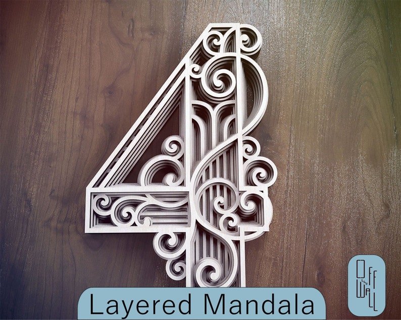 Layered Number 4, Laser Cut Letter, Wall Art Multilayer Letter, Numbers ...