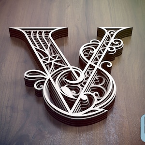 Layered Letter V Laser Cut Letter Wall Art Multilayer - Etsy